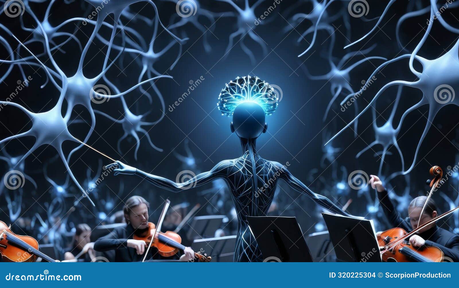 Digital Conductor with Brain Light Illumination Stock Photo - Image of ...