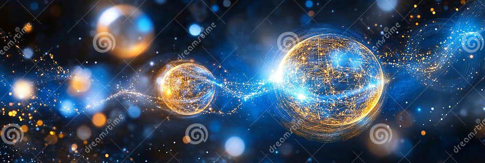 Digital Connection Abstract Energy Flow between Technological Spheres ...