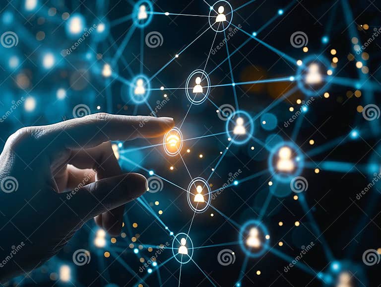 Digital Connection Concept with Human Interaction Stock Illustration ...