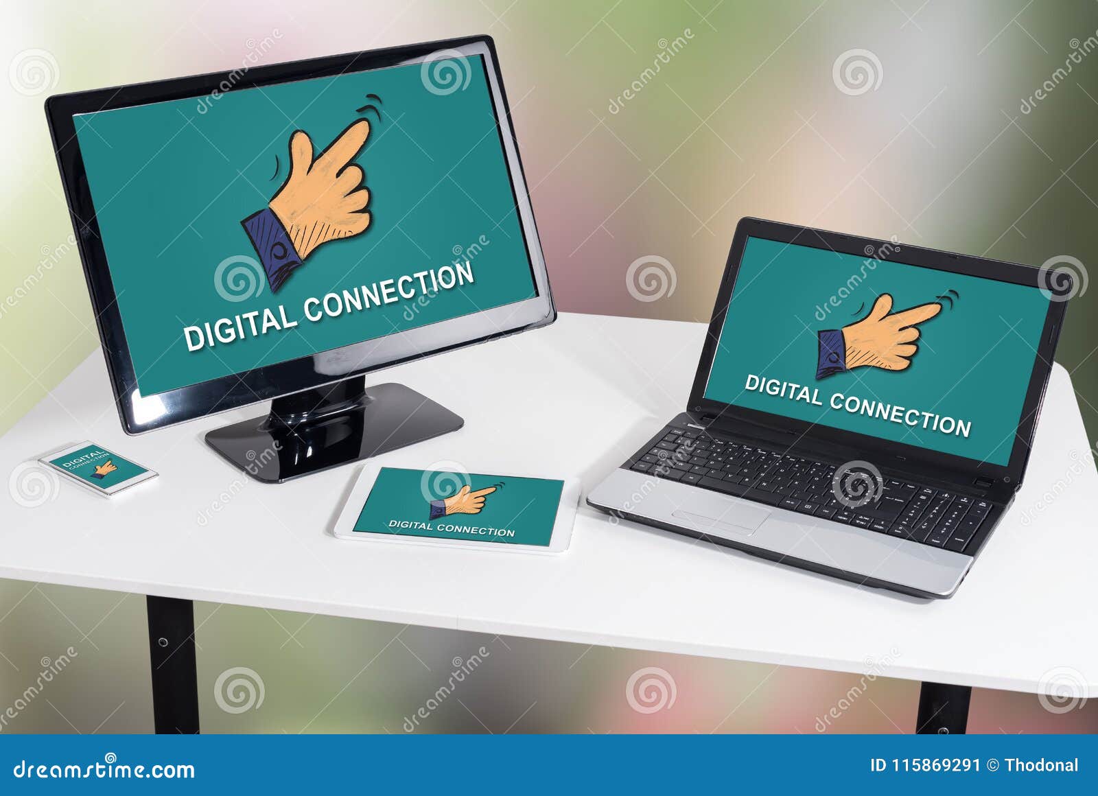Digital Connection Concept on Different Devices Stock Image - Image of ...