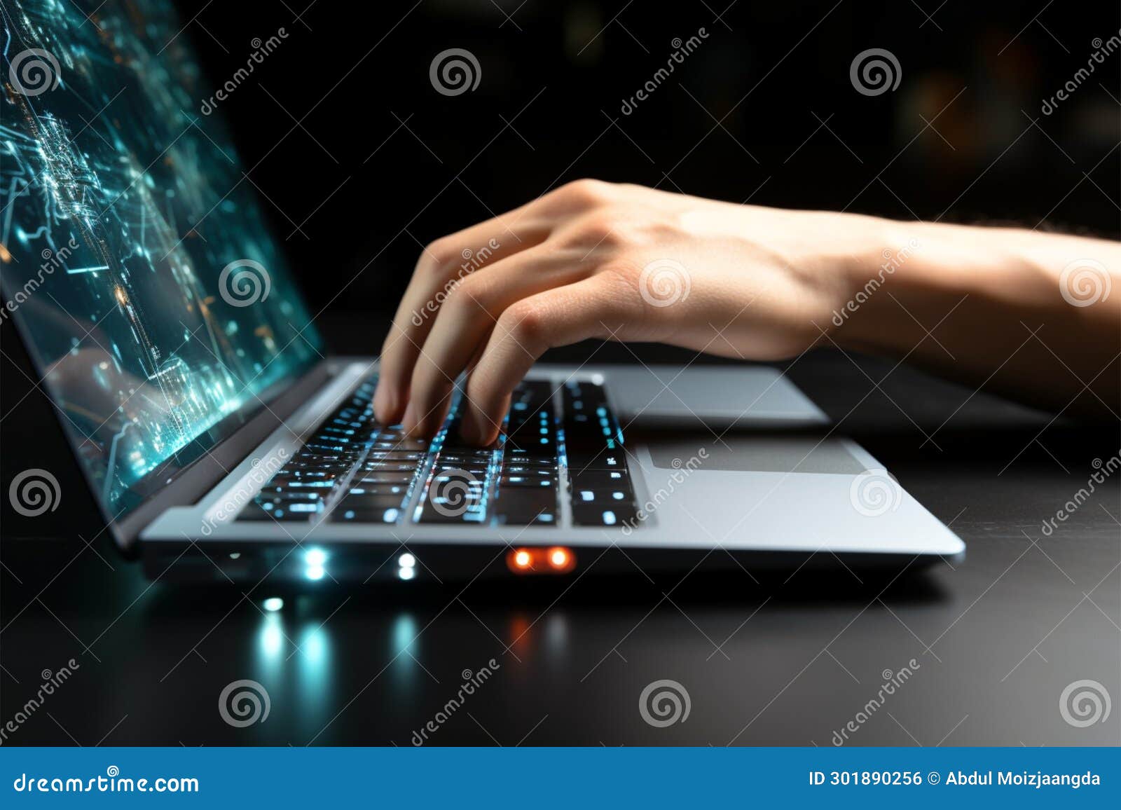 Digital Connection Human Hands Engaged in Using a Laptop Computer Stock ...