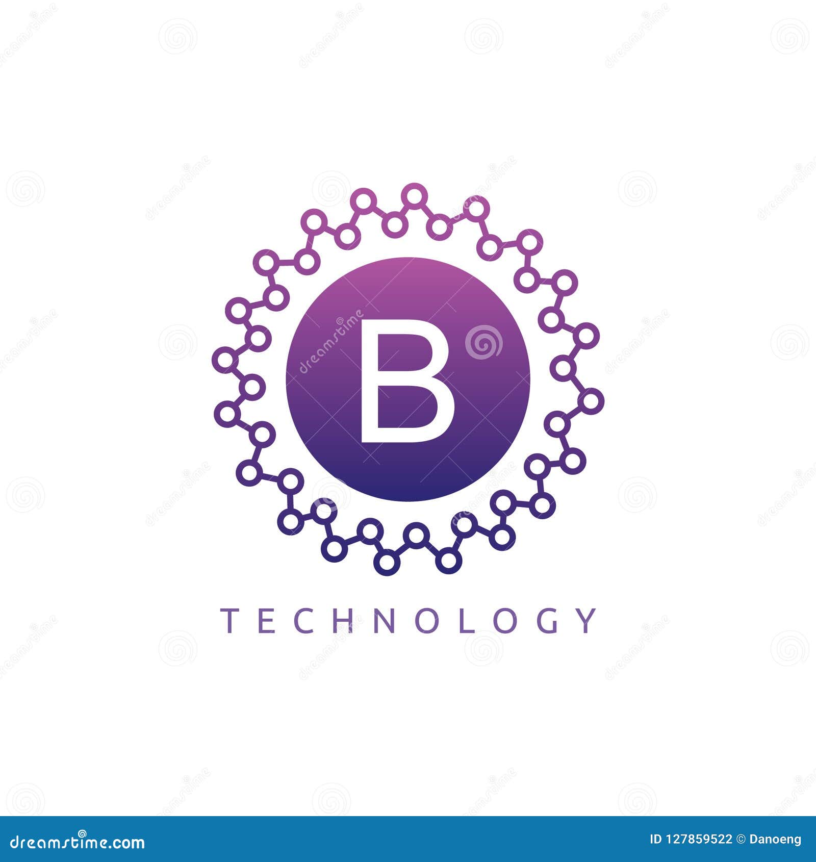 Digital Connection Technology B Letter Logo. Stock Illustration ...