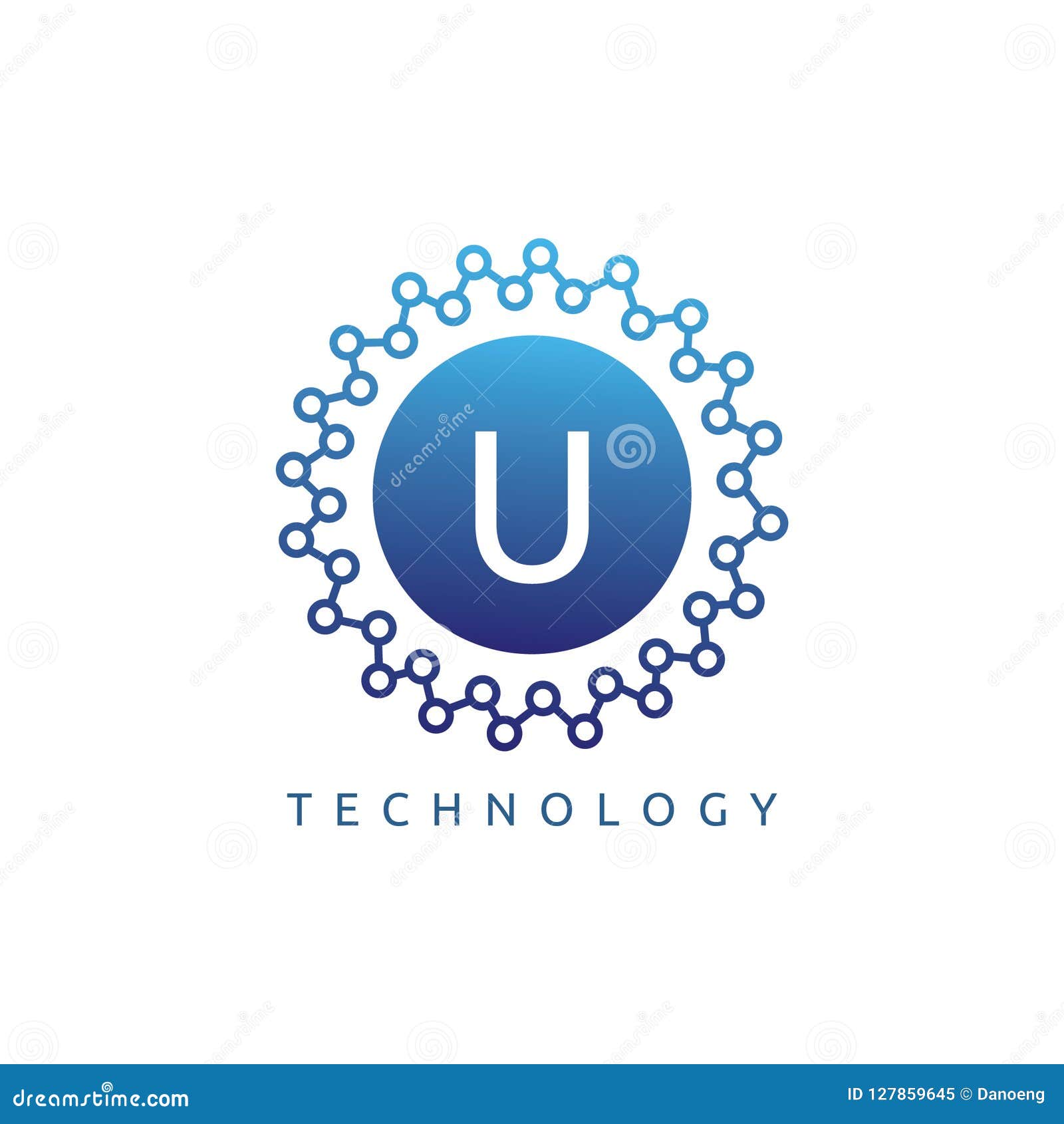 Digital Connection Technology U Letter Logo. Stock Illustration ...