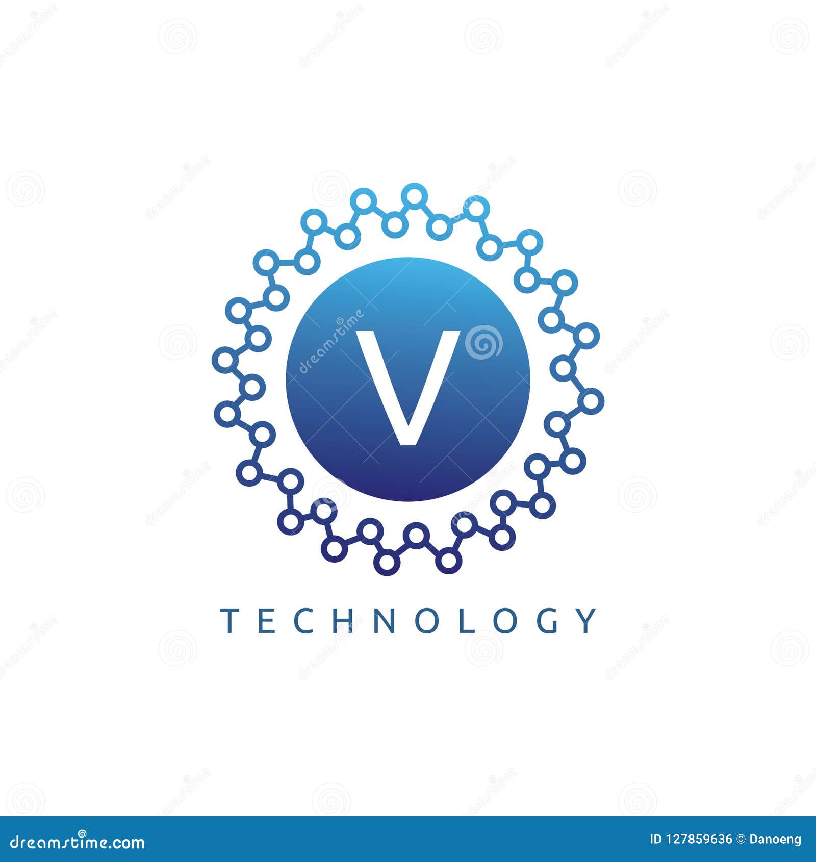 Digital Connection Technology V Letter Logo. Stock Illustration ...