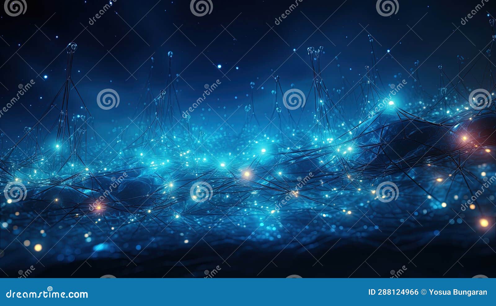 Digital Connections in Blue, Digital Art Illustration, Generative AI ...