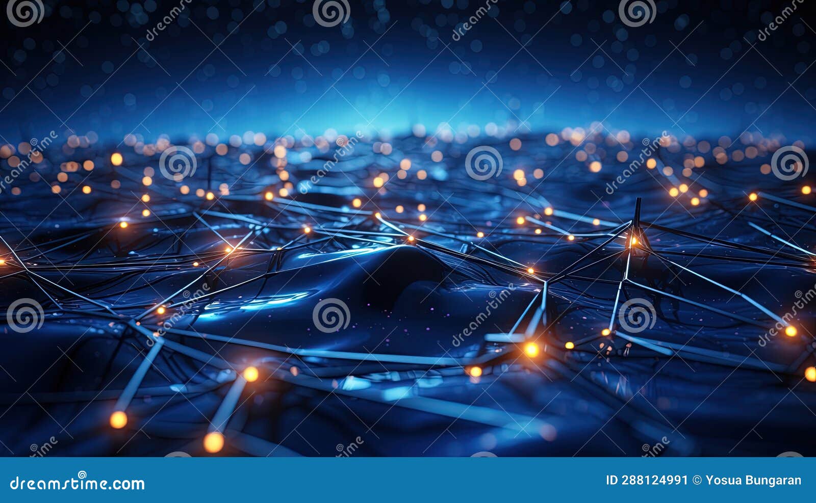 Digital Connections in Blue, Digital Art Illustration, Generative AI ...
