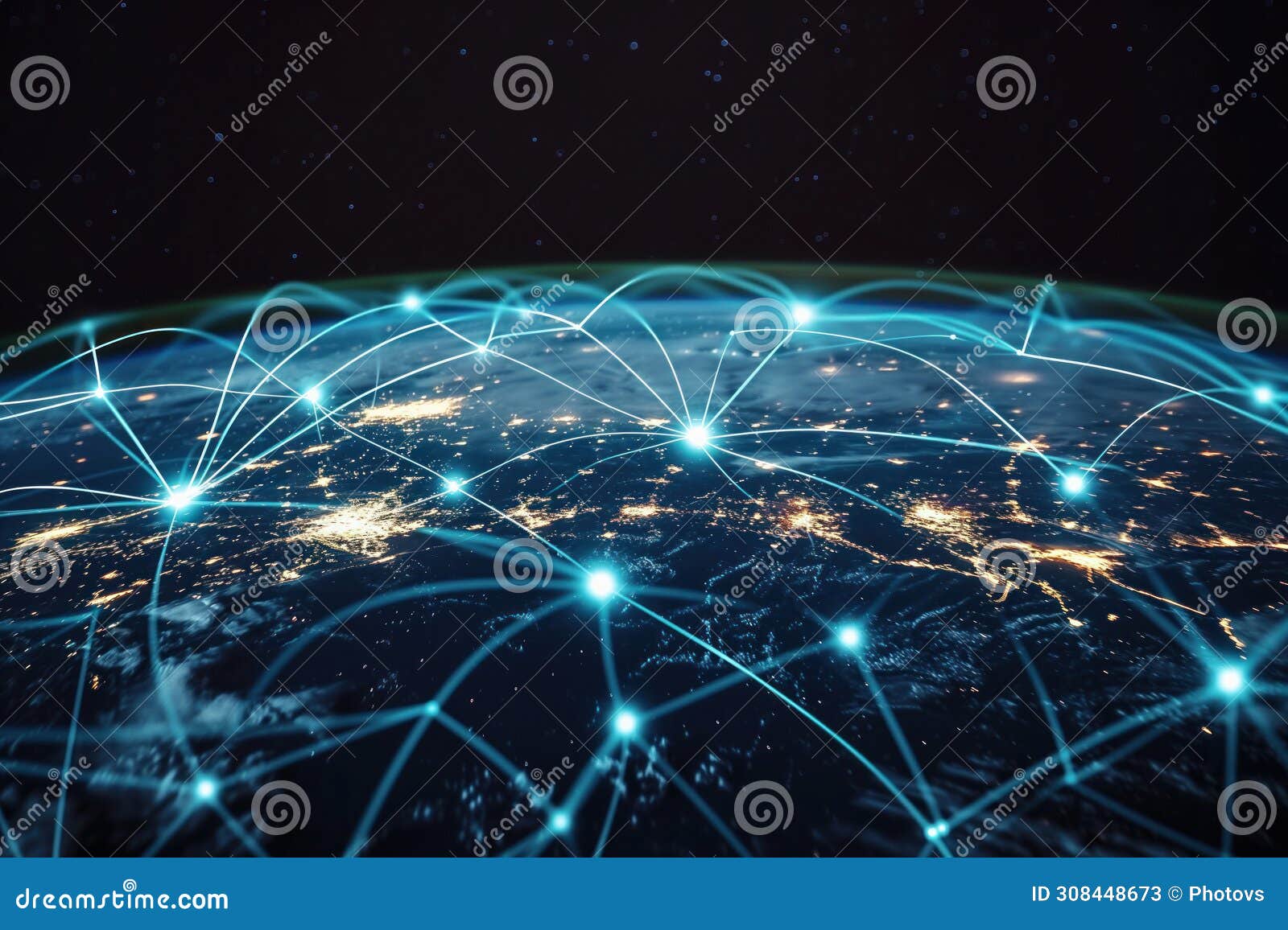 Map Of The World Communication Network. Vector Low-poly Image Of A ...