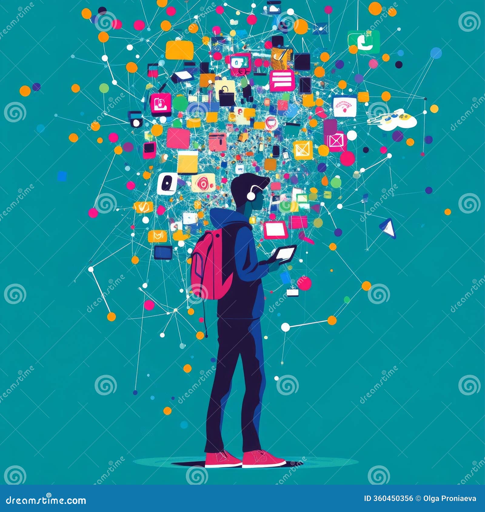 Digital Connectivity Conceptualized through Vivid Colors and Technology ...