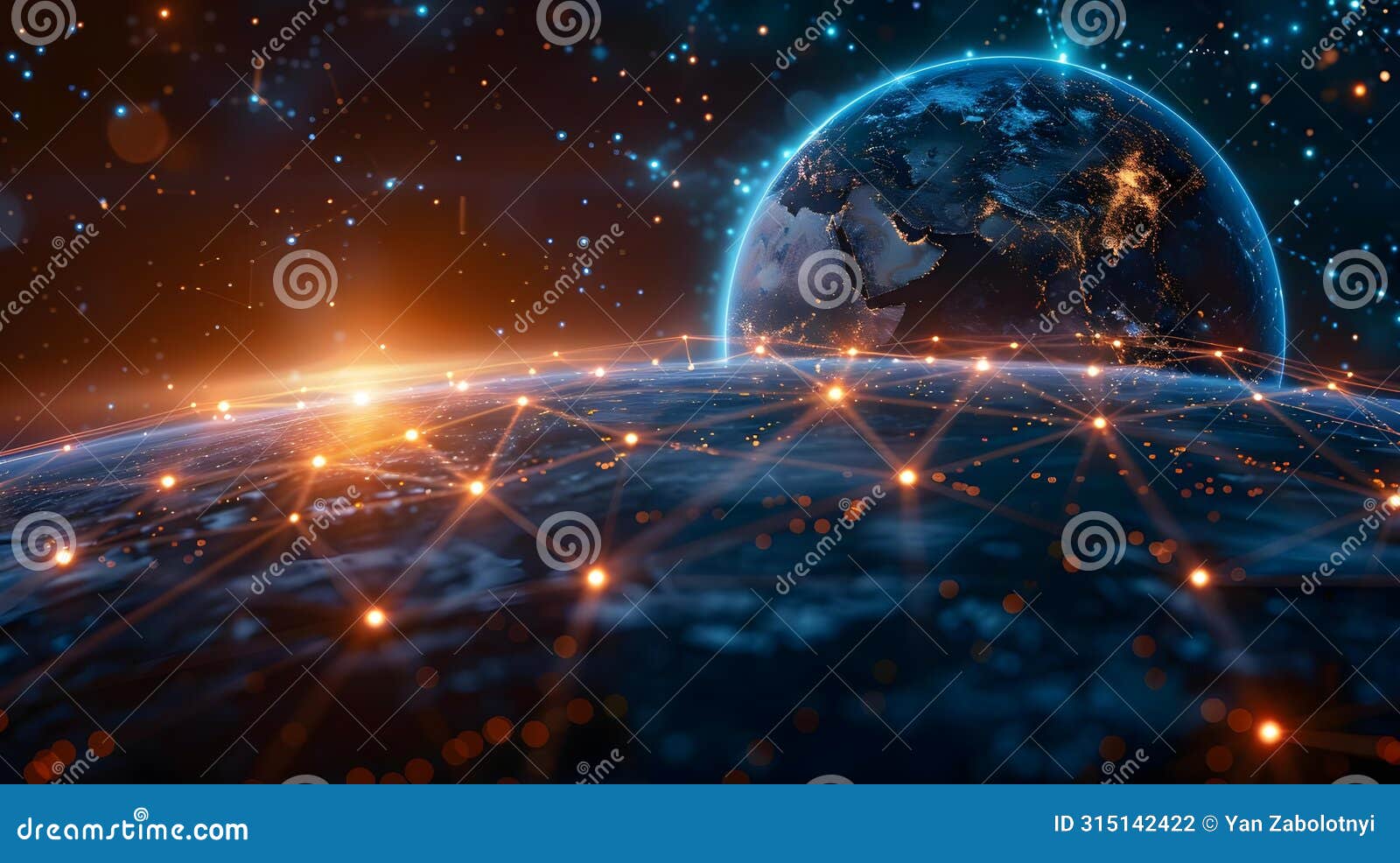 Digital Connectivity Encompassing the Globe. Concept Internet of Things ...