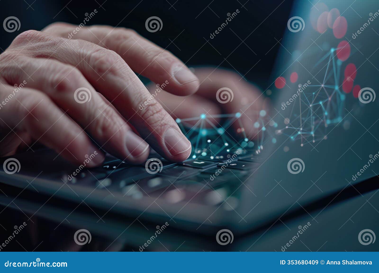 Digital Connectivity and Innovation Concept with Hands Typing on ...