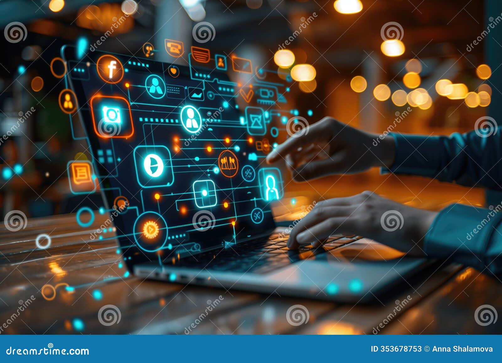 Digital Connectivity in Modern Technology Network Interface with Hands ...