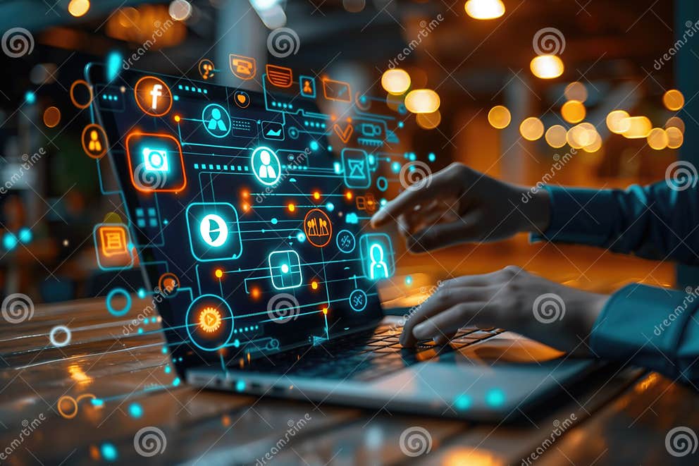 Digital Connectivity in Modern Technology Network Interface with Hands ...