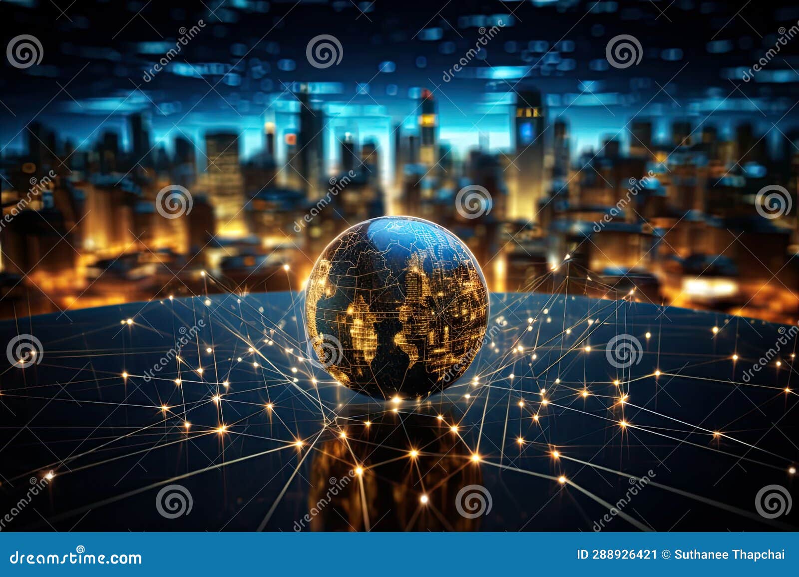 Digital Connectivity Network Lines Tech World Generative AI Stock ...