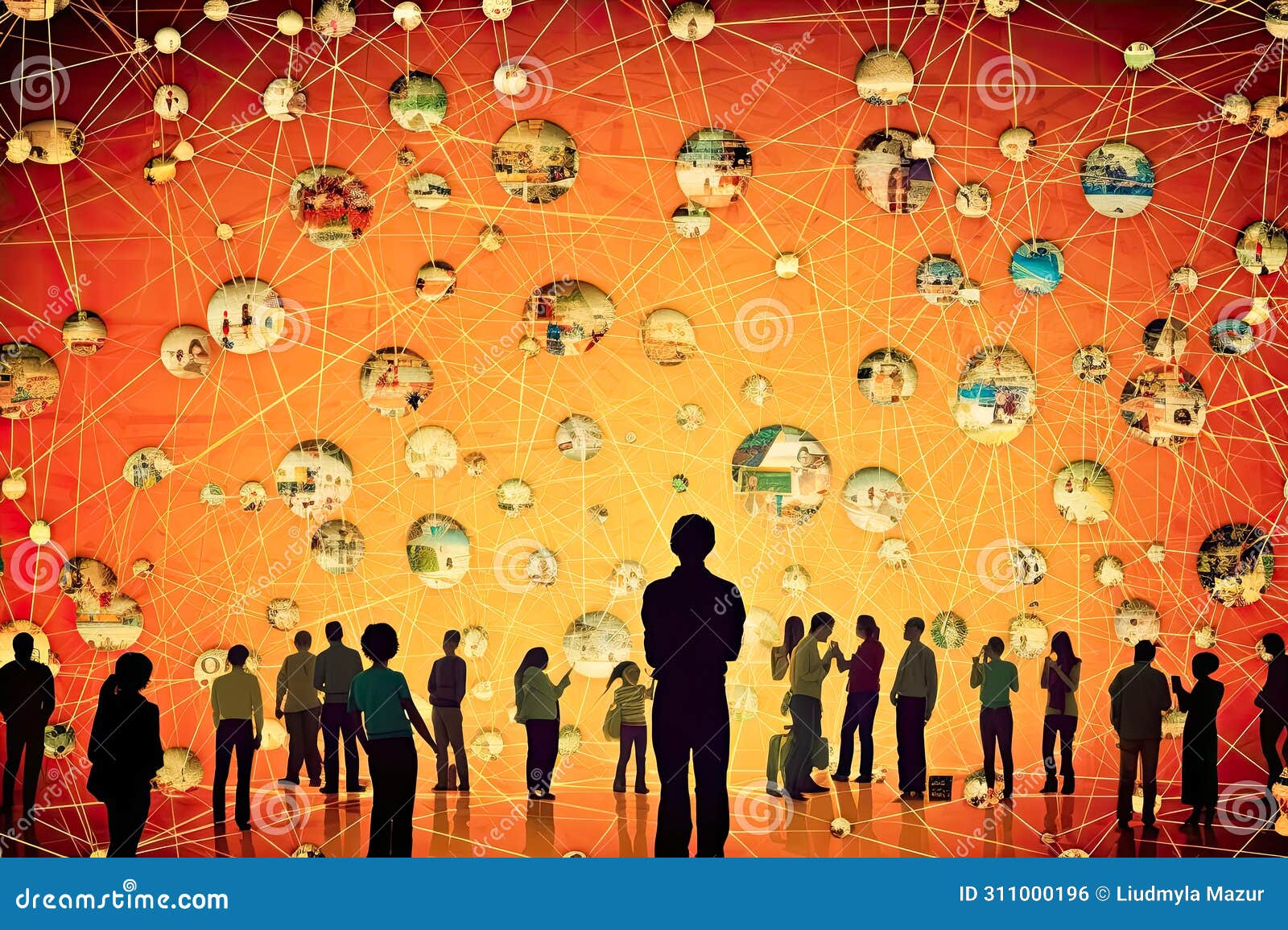 Digital Connectivity, World Map Illustrated with Dots Connected through ...