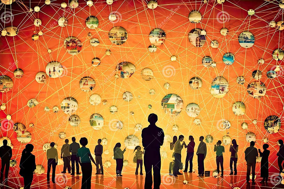 Digital Connectivity, World Map Illustrated with Dots Connected through ...