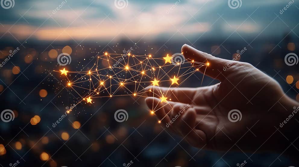 Digital Constellation of Connected Stars, Symbolizing European Networks ...