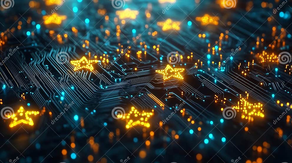 Digital Constellation of Stars on Circuit Board, Symbolizing ...