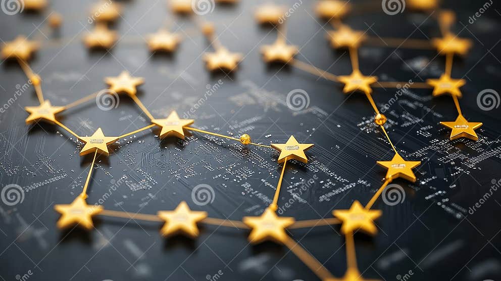 Digital Constellation of Stars Representing Connectivity, Networks, and ...