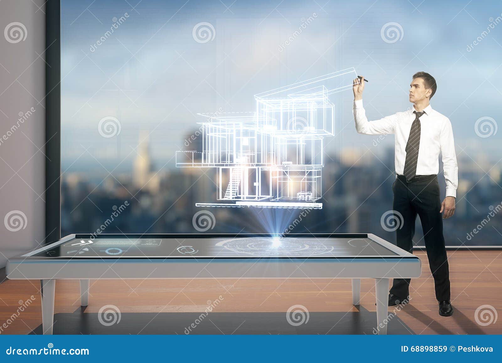 Digital Construction Project Stock Image - Image of futuristic, city ...