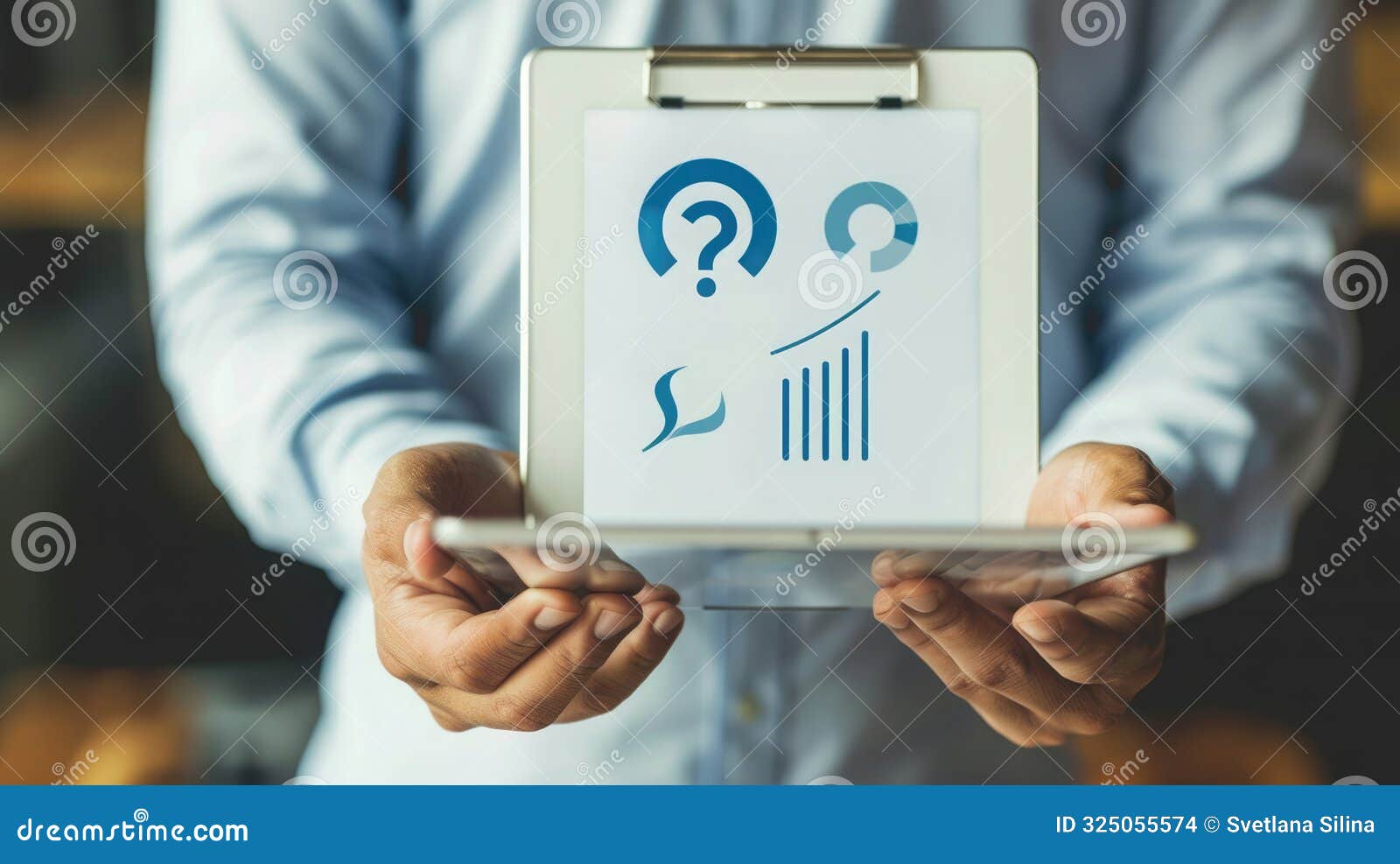 Digital Consumer Research Questionnaire on a Tablet Held by a Business ...