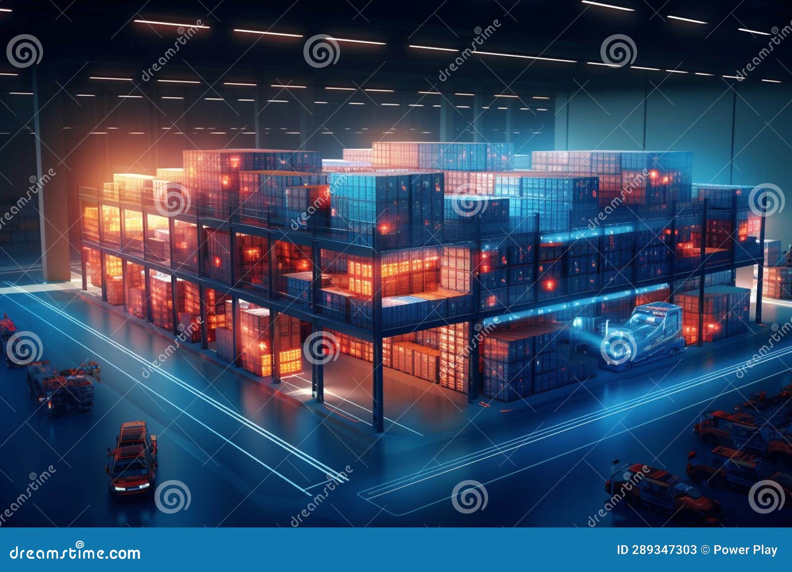 Digital Containers in Warehouse. Cargo Freight Transportation and ...