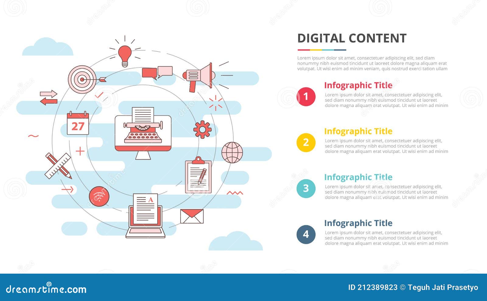 Digital Content Concept for Infographic Template Banner with Four Point ...