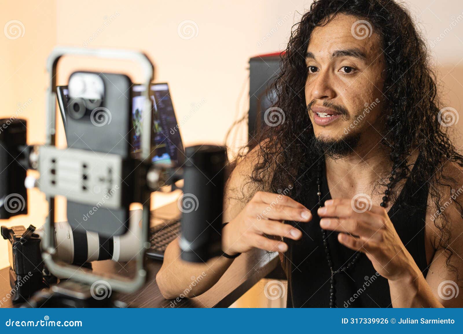 Digital Content Development. Content Creator Immersed in His Studio ...