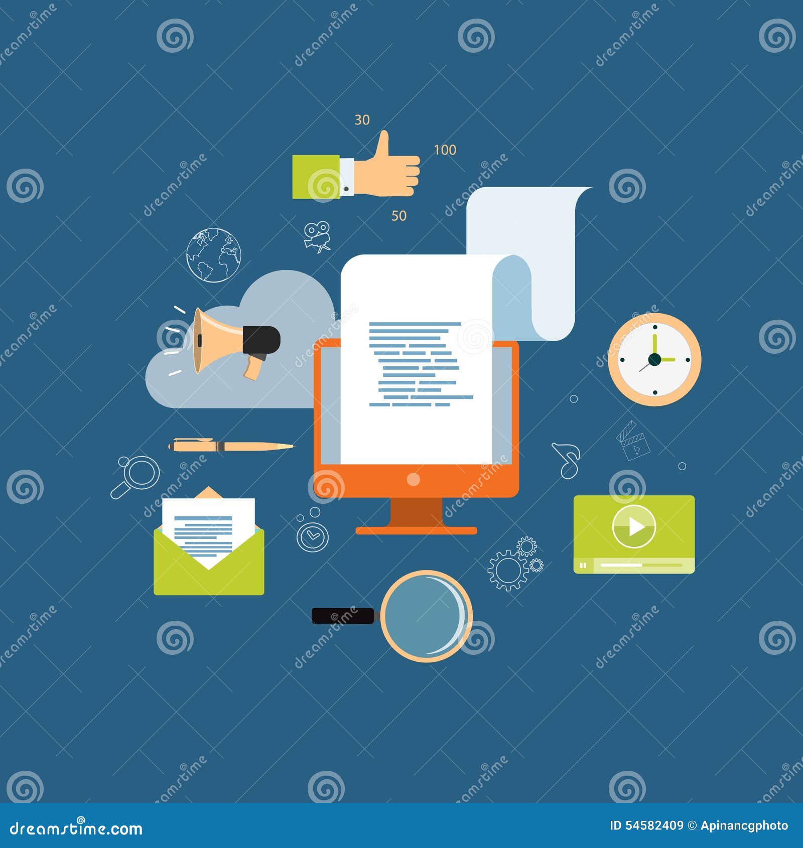 Digital Content Marketing for Business Online Background Stock Vector ...