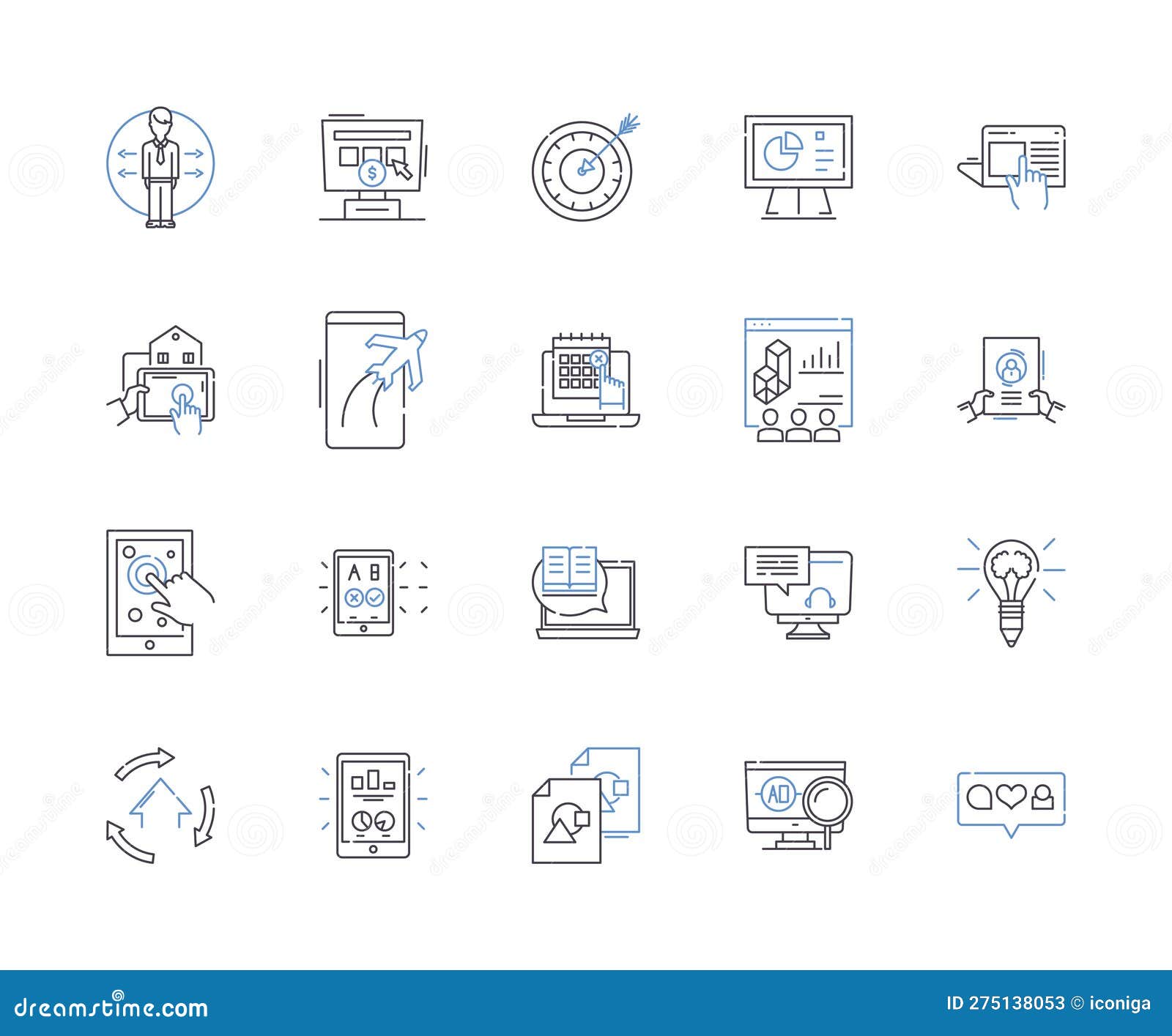 Digital Content Outline Icons Collection. Digital, Content, Online ...
