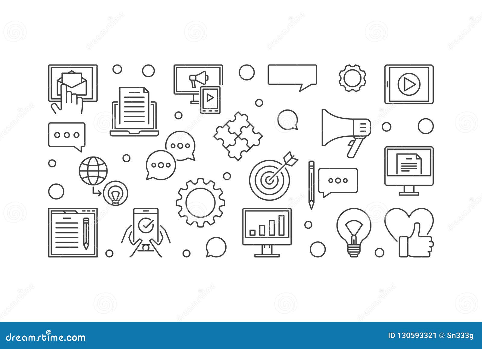 Digital Content Outline Vector Banner or Illustration Stock Vector ...