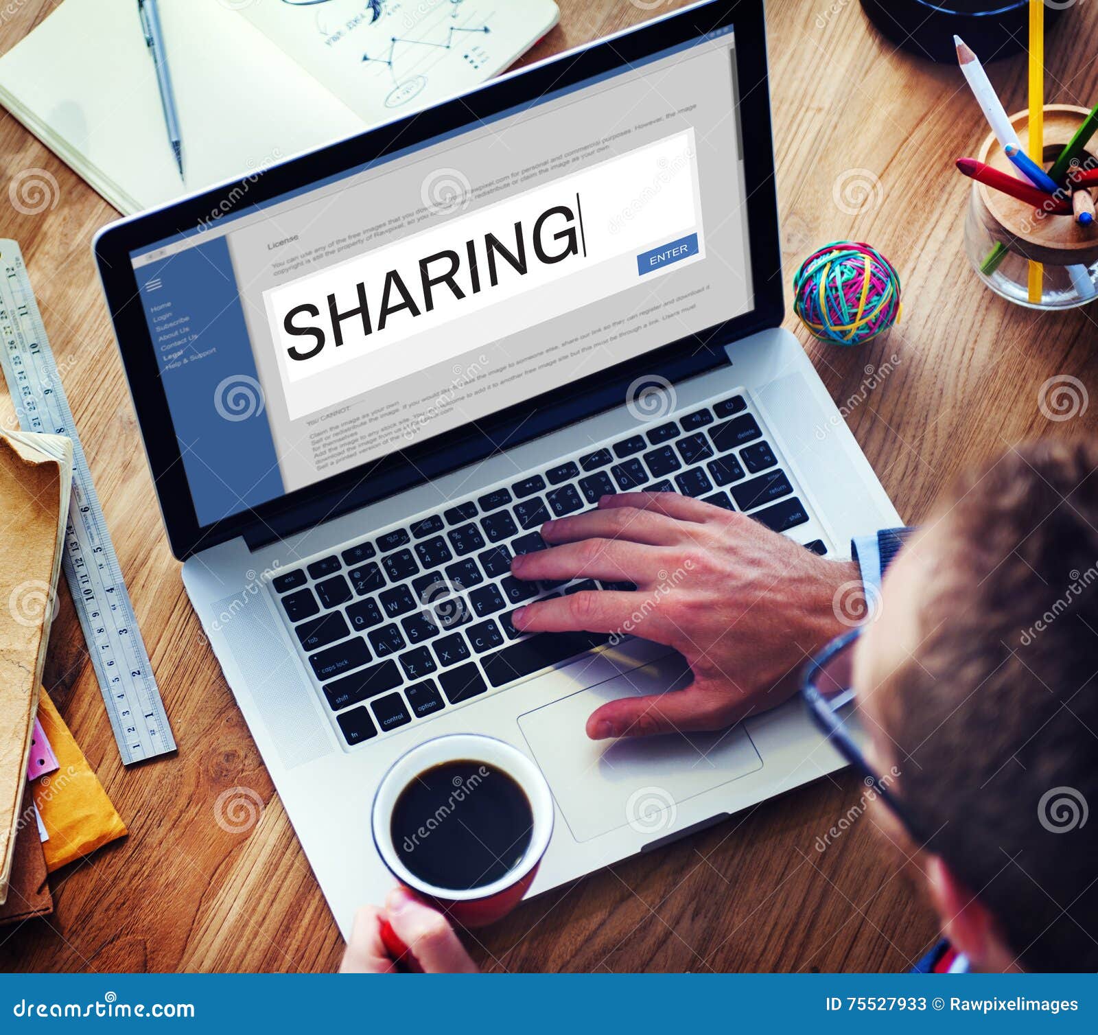 Digital Content Sharing Connect Website Searchbar Concept Stock Image ...