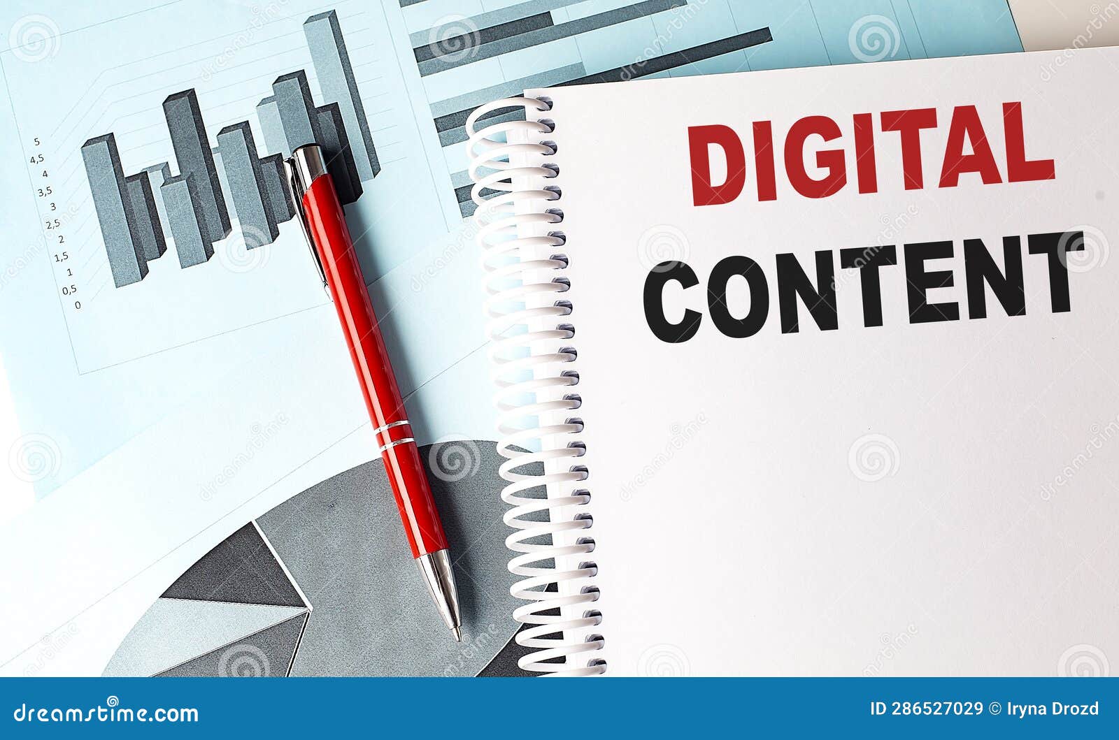 DIGITAL CONTENT Text Written on Notebook with Chart Stock Image - Image ...