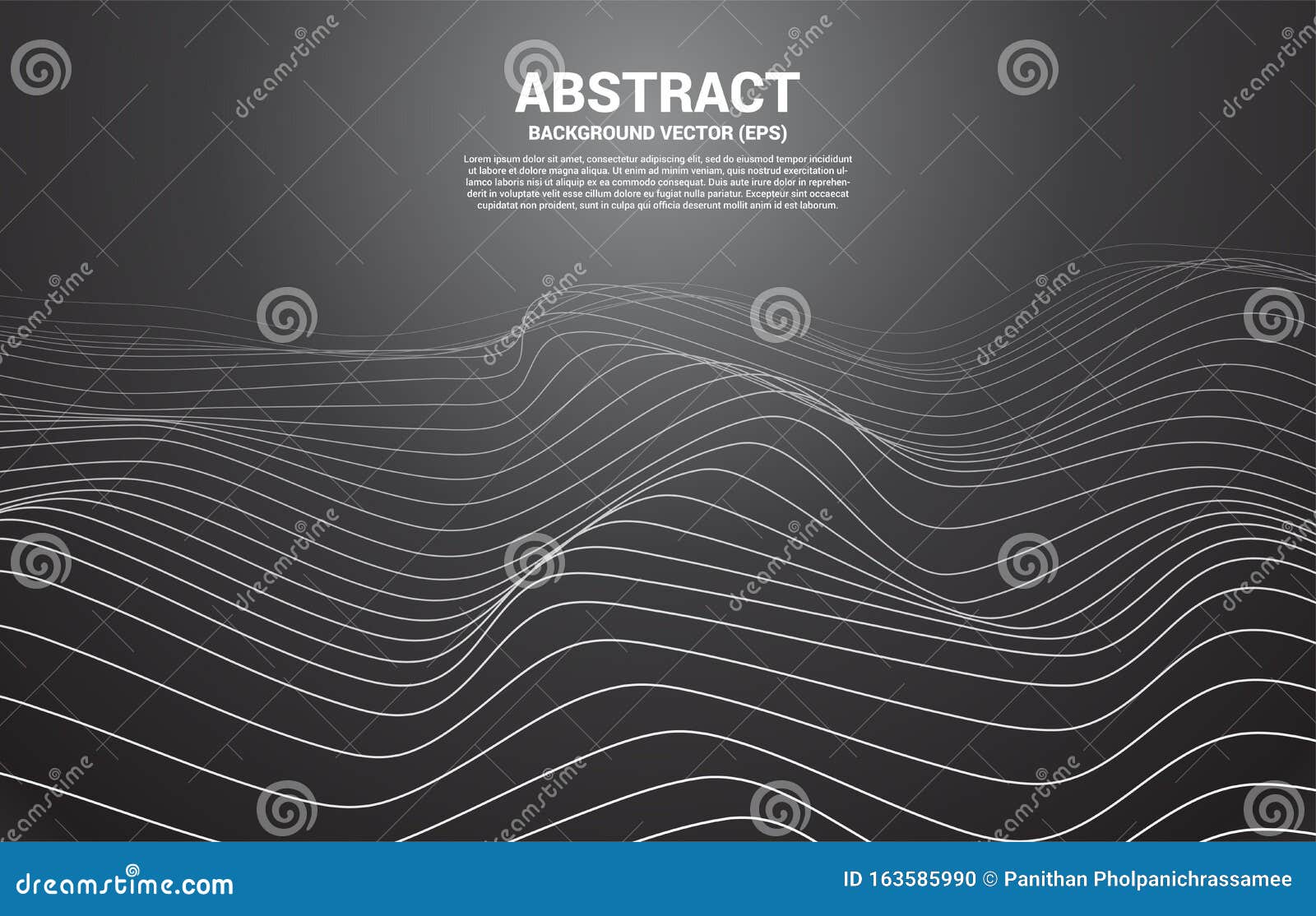 Digital Contour Curve Dot and Line and Wave with Wireframe . Stock ...
