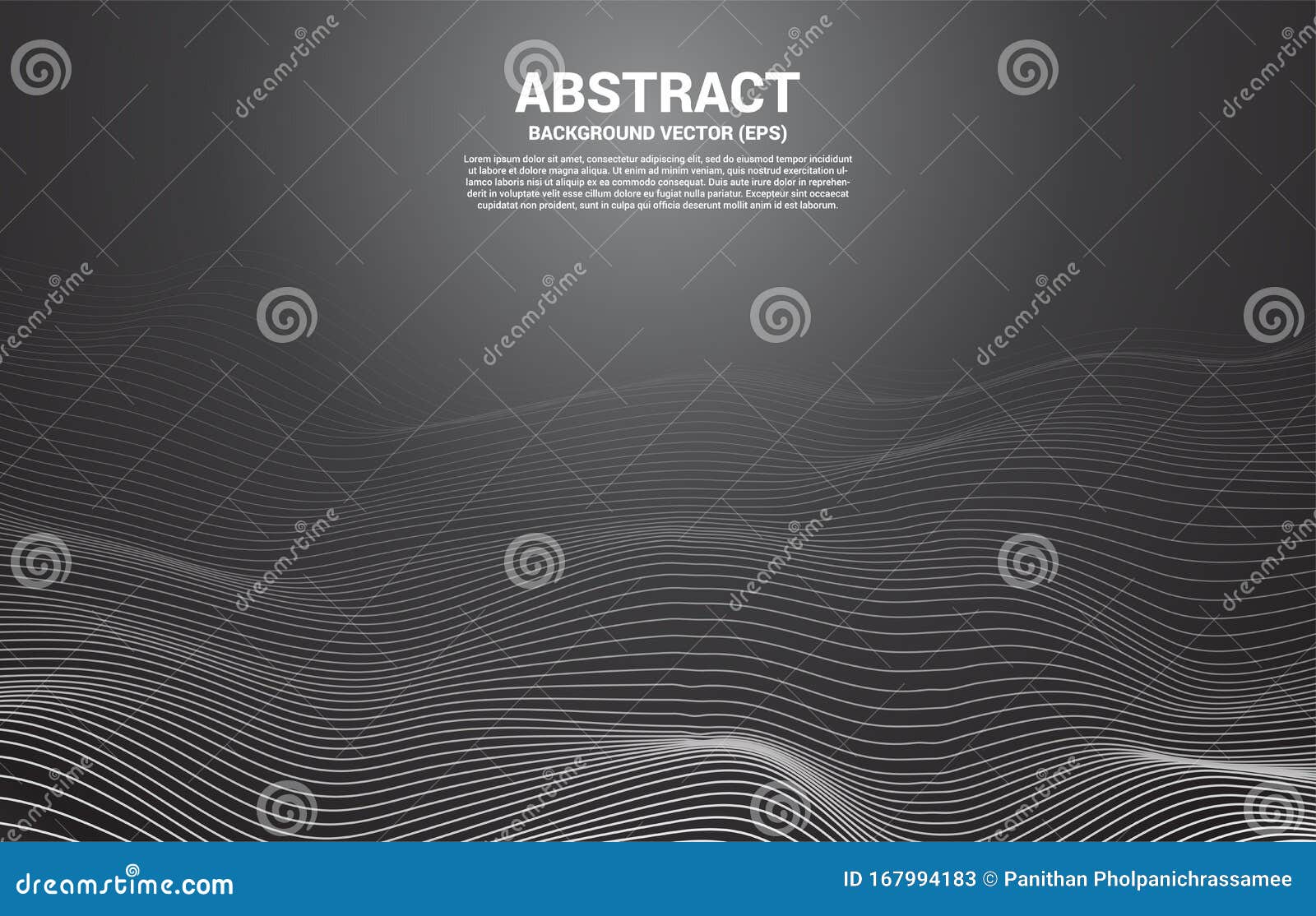 Digital Contour Curve Line and Wave with Wireframe . Stock Illustration ...