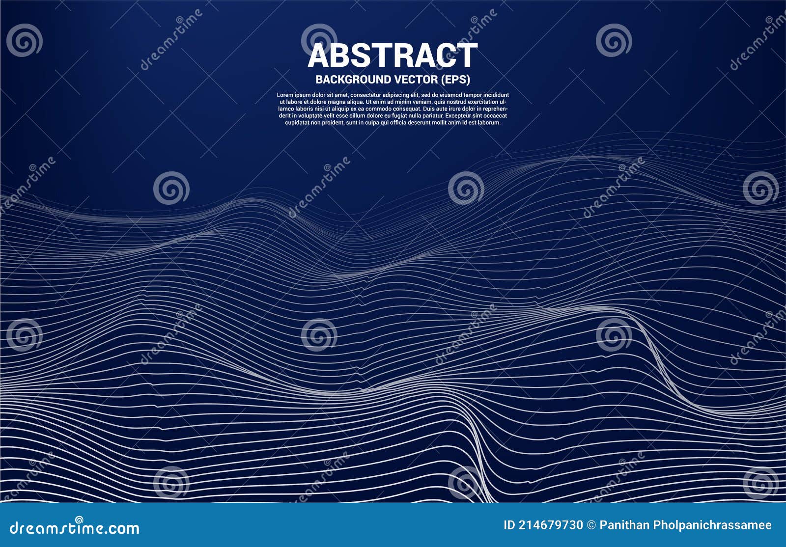Digital Contour Curve Line and Wave with Wireframe . Stock Vector ...