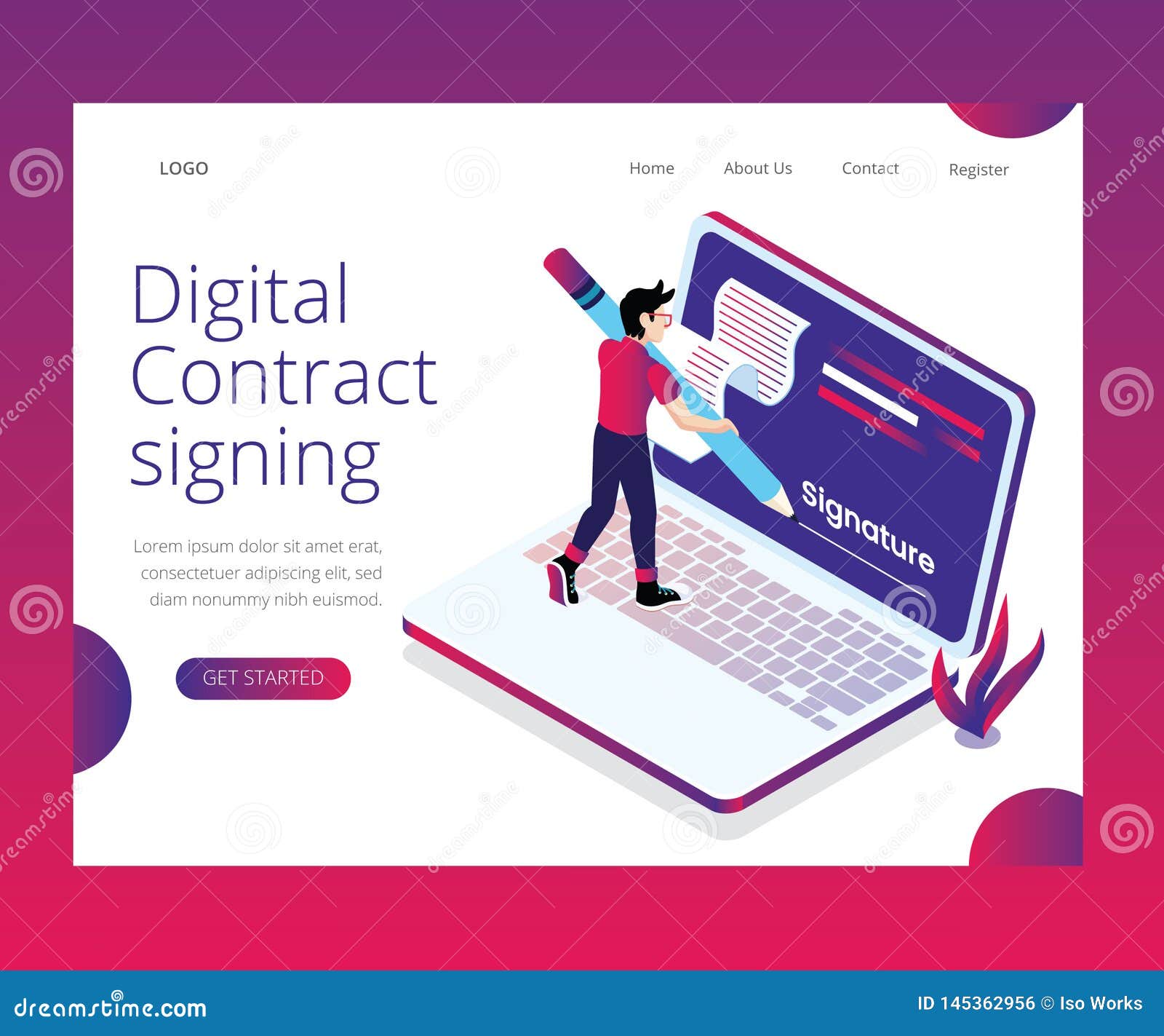 Digital Contract Signing Process Explained with Isometric Artwork ...