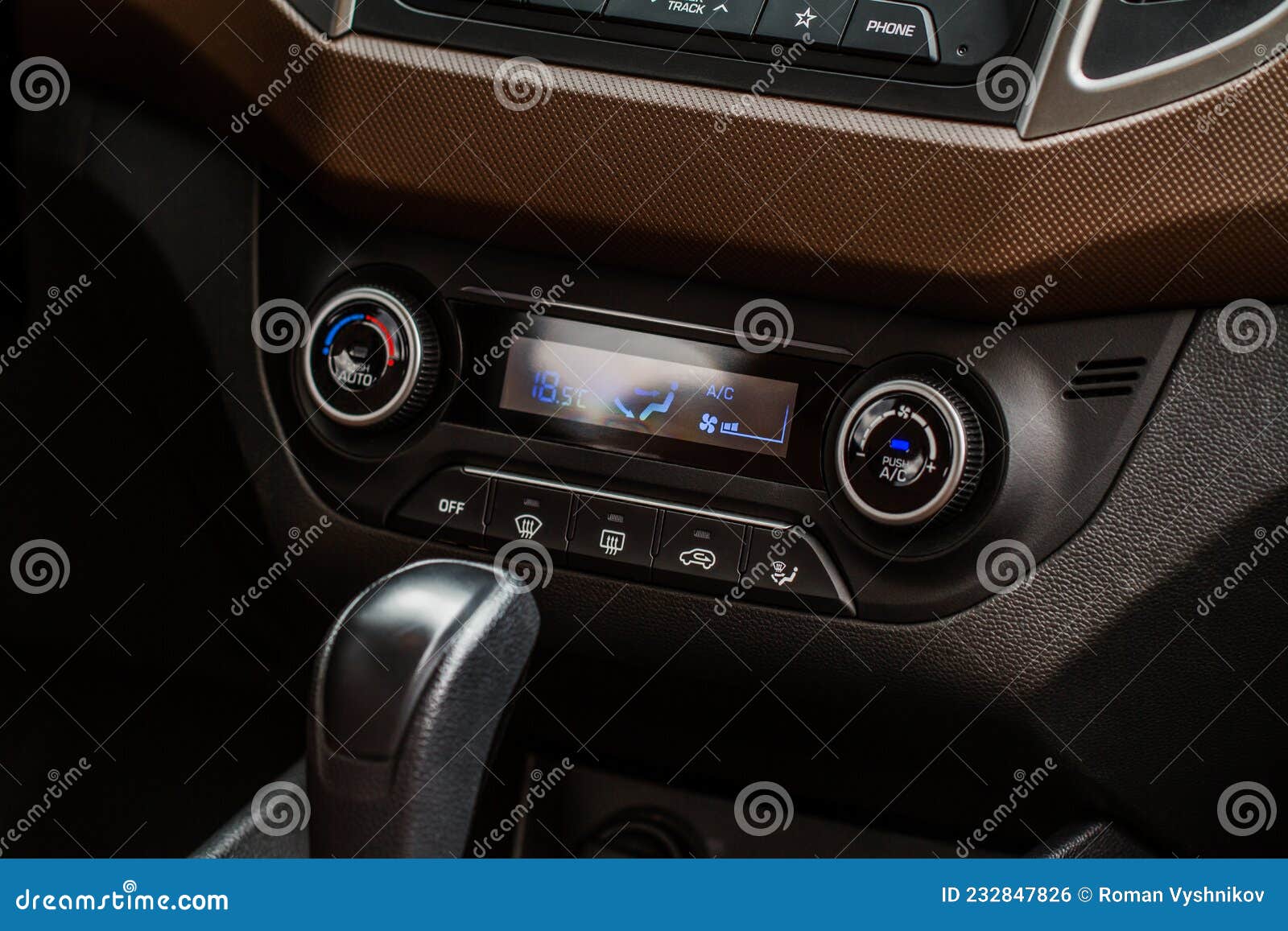 Digital Control Panel Car Air Conditioner Dashboard. Stock Photo ...
