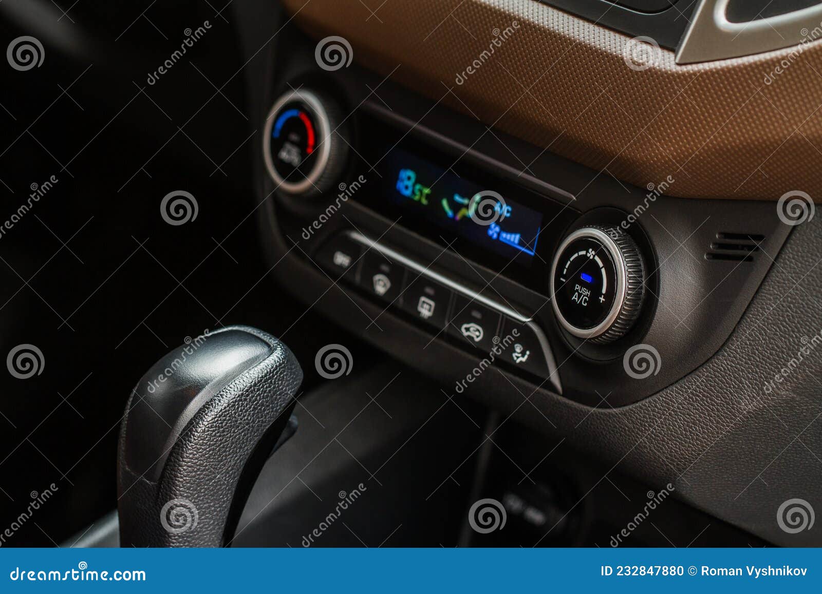 Digital Control Panel Car Air Conditioner Dashboard. Stock Photo ...
