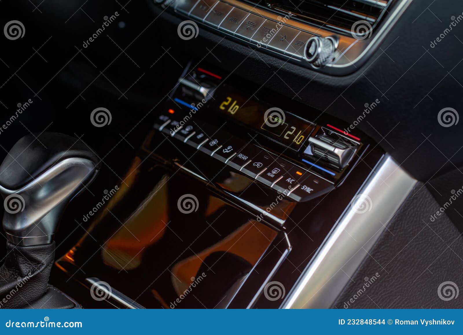 Digital Control Panel Car Air Conditioner Dashboard. Stock Photo ...
