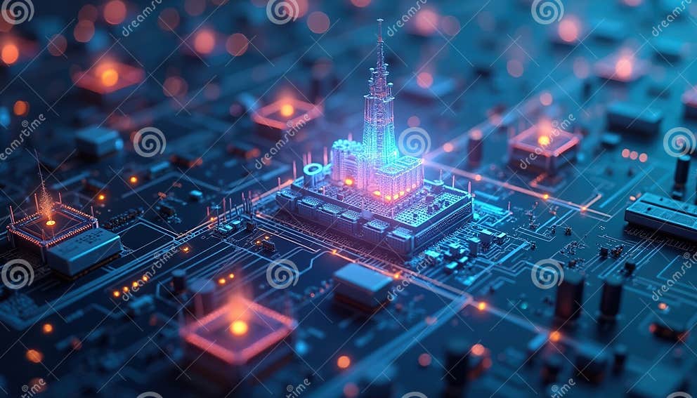 Digital Control Technology Center Ligting Stock Illustration ...