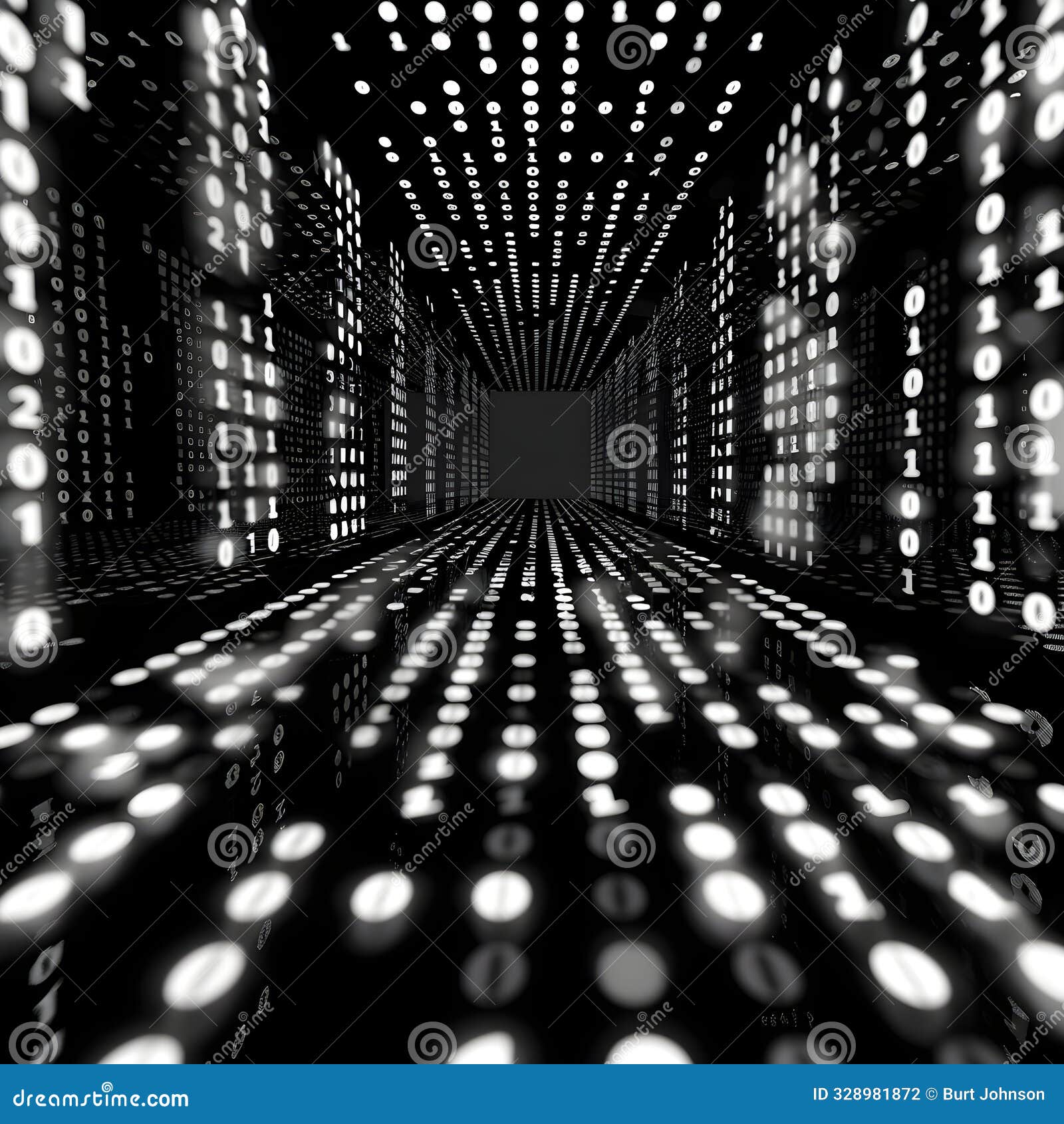 Digital Corridor Showing Binary Code Flowing through Cyberspace Stock Photo - Image of ...