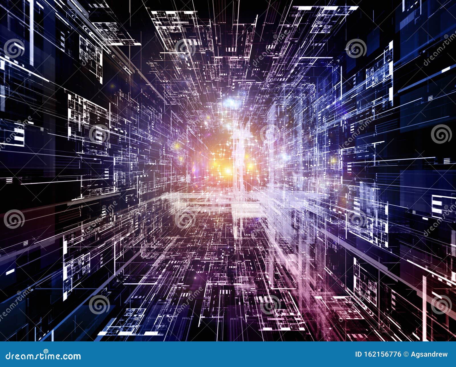 Digital Corridor stock illustration. Illustration of background - 162156776