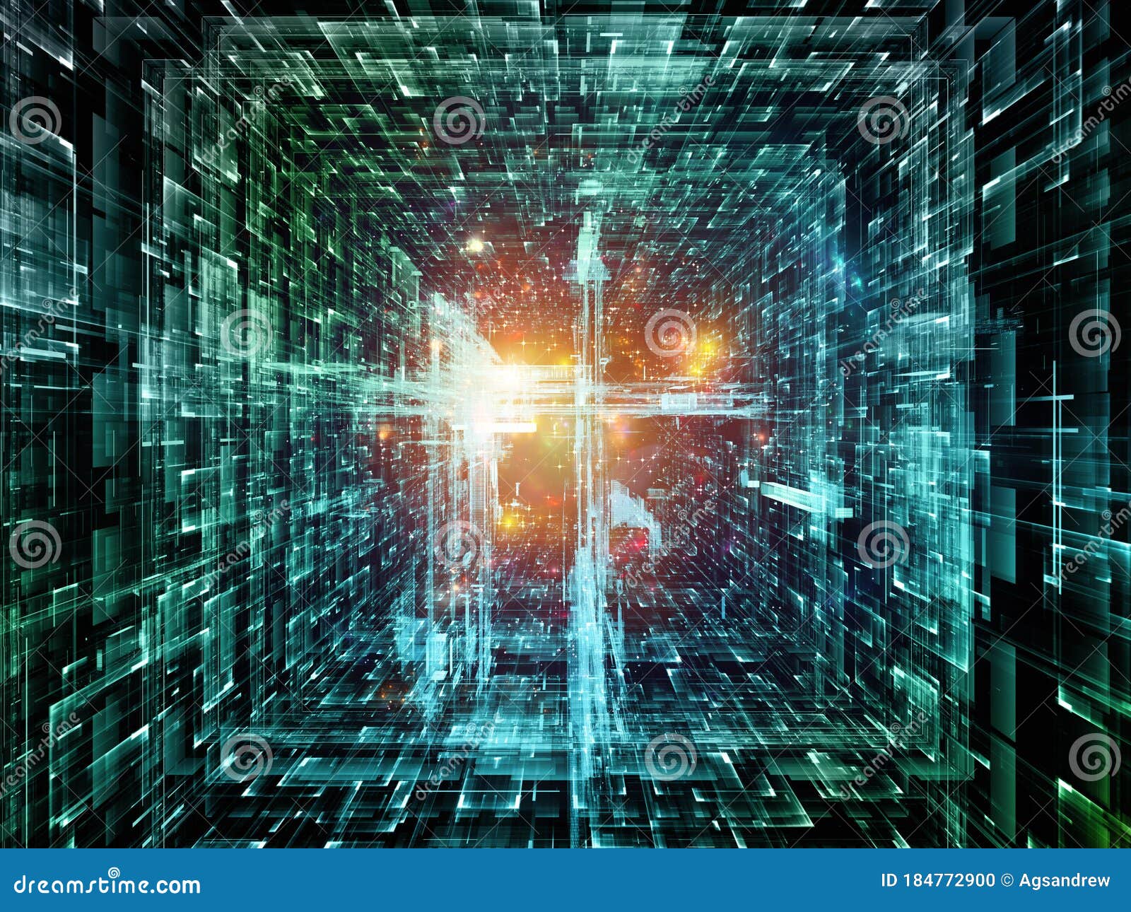 Digital Corridor stock illustration. Illustration of reality - 184772900