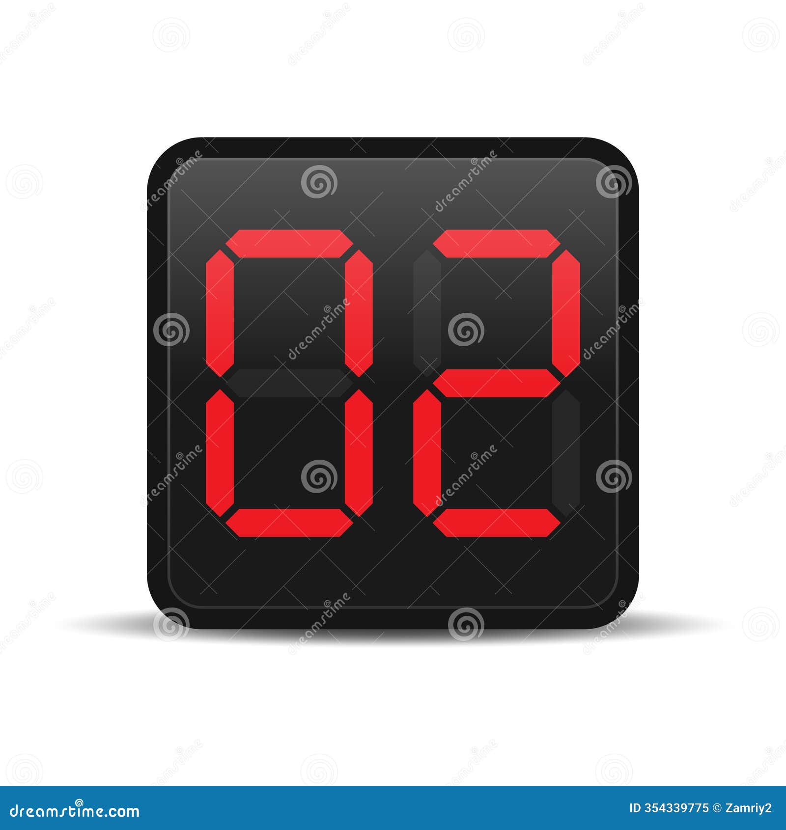 Digital Countdown Display with Red Number 2 Stock Illustration ...