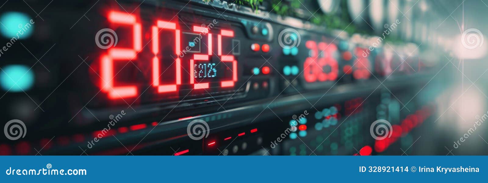 Digital Countdown Displaying 2025 In A High-Tech Control Room Stock ...