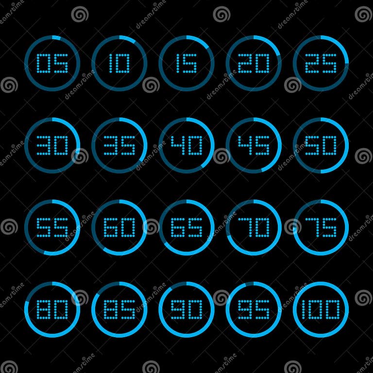 Digital Countdown Timer with Five Minutes Interval. Stock Vector ...