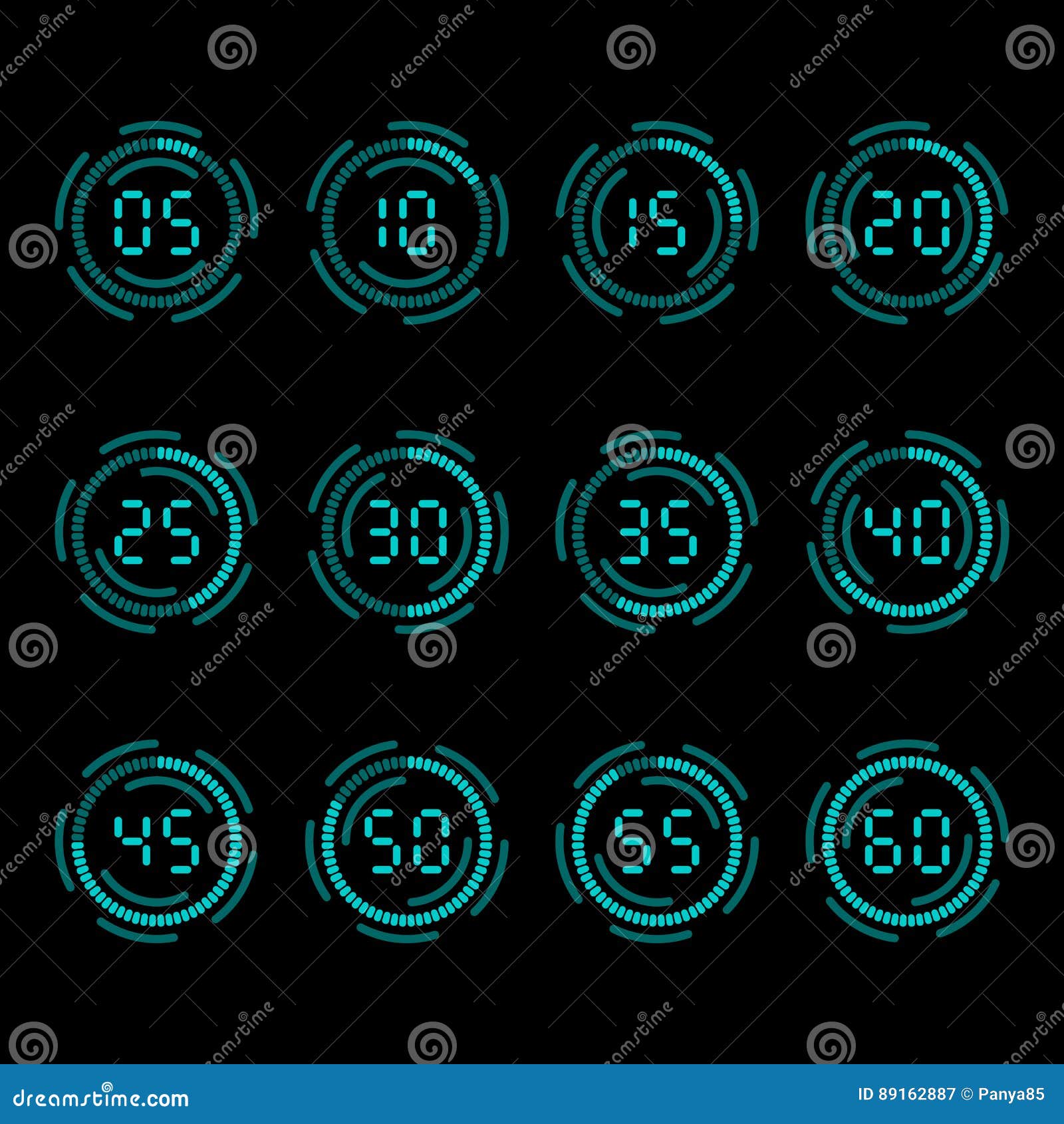 Digital Countdown Timer with Five Minutes Interval. Stock Vector ... Digital Countdown Timer with Five Minutes Interval. Stock Vector ...