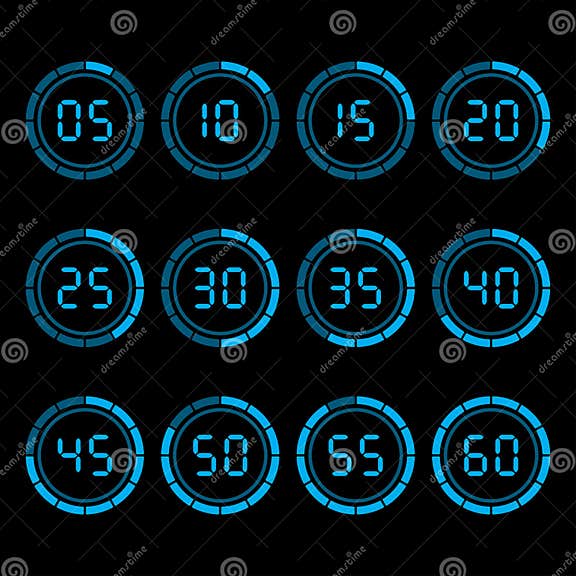 Digital Countdown Timer with Five Minutes Interval. Stock Vector ...