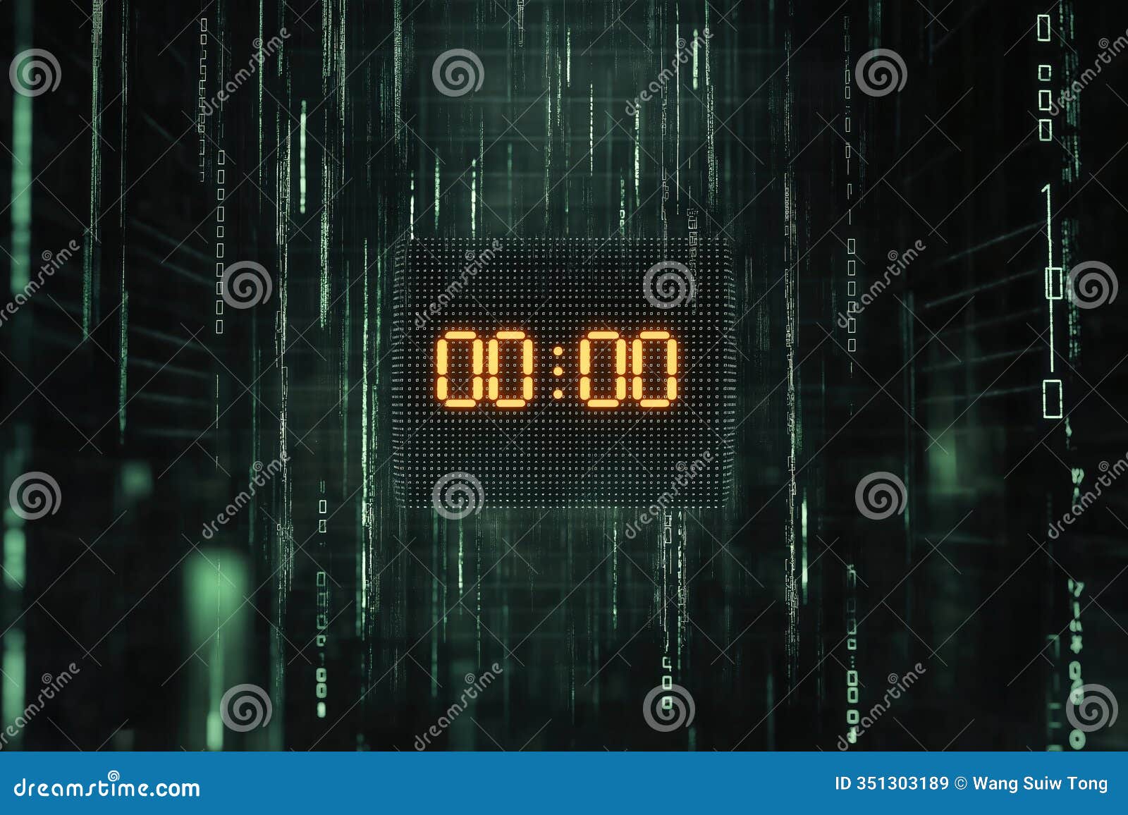 Digital Countdown Timer with Glowing Numbers in a Dark, Cyber-themed ...