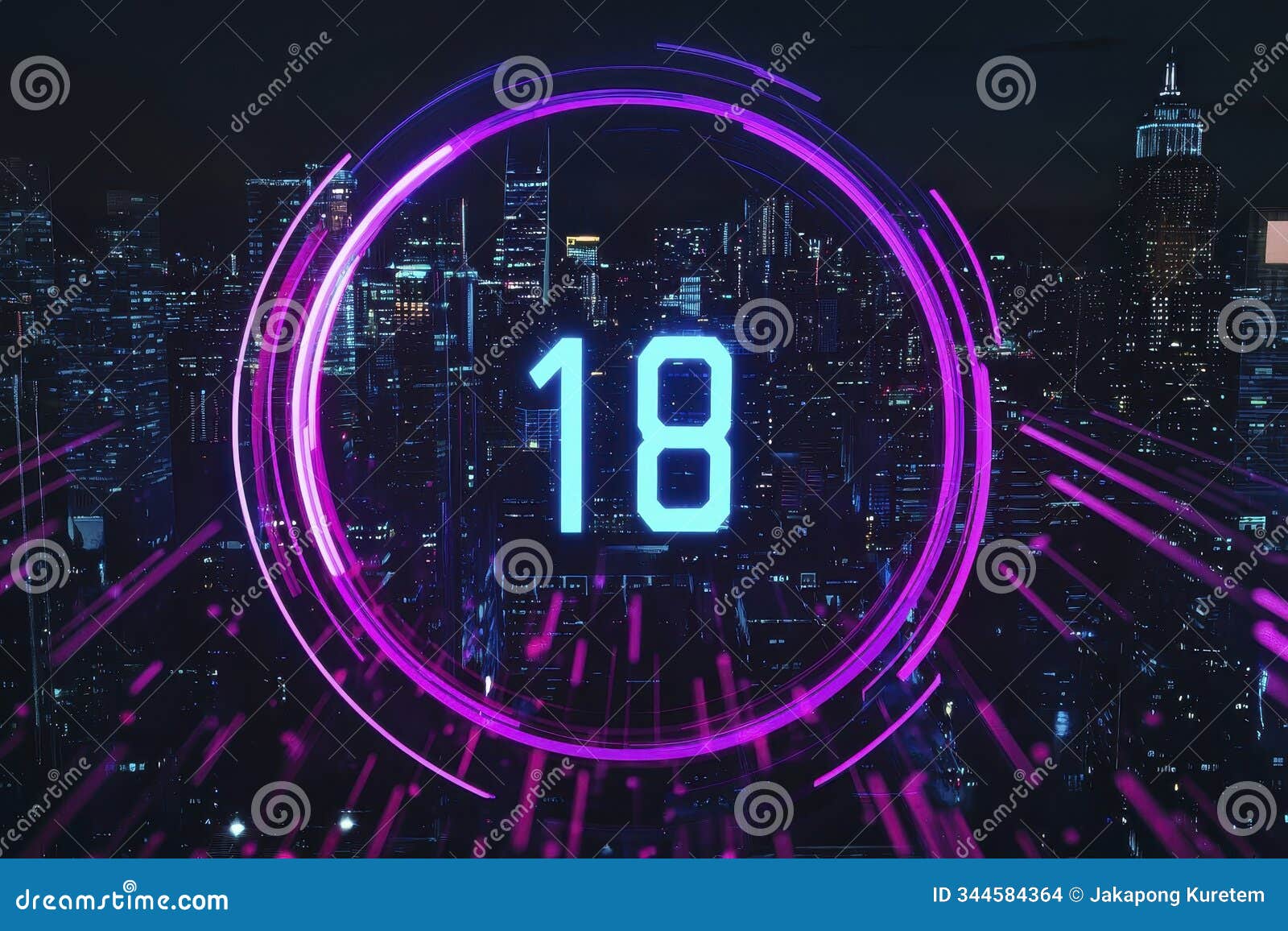 Digital Countdown Timer with Neon Colors on New Year S Eve Stock Photo ...